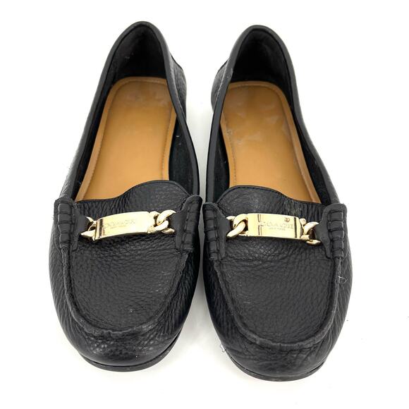 Coach | Shoes | Coach Shoesolive Pebble Grain Leather Loafersblack ...